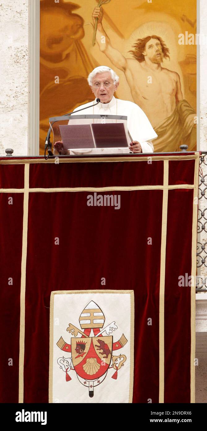 Pope Benedict XVI recites the Angelus prayer at his summer residence of ...