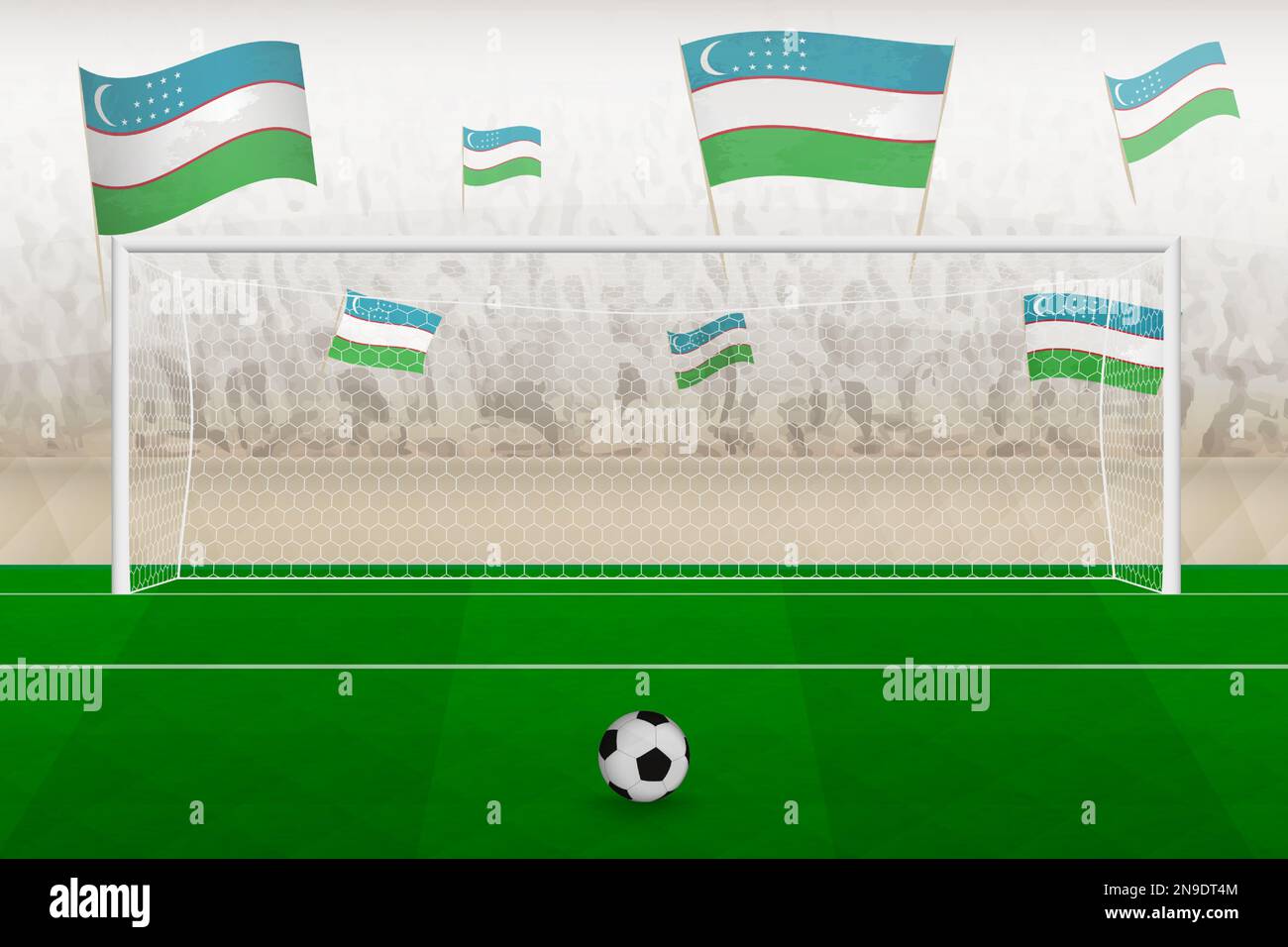 Uzbekistan football team fans with flags of Uzbekistan cheering on ...