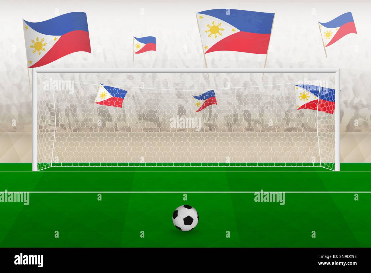 Philippines football team fans with flags of Philippines cheering on ...