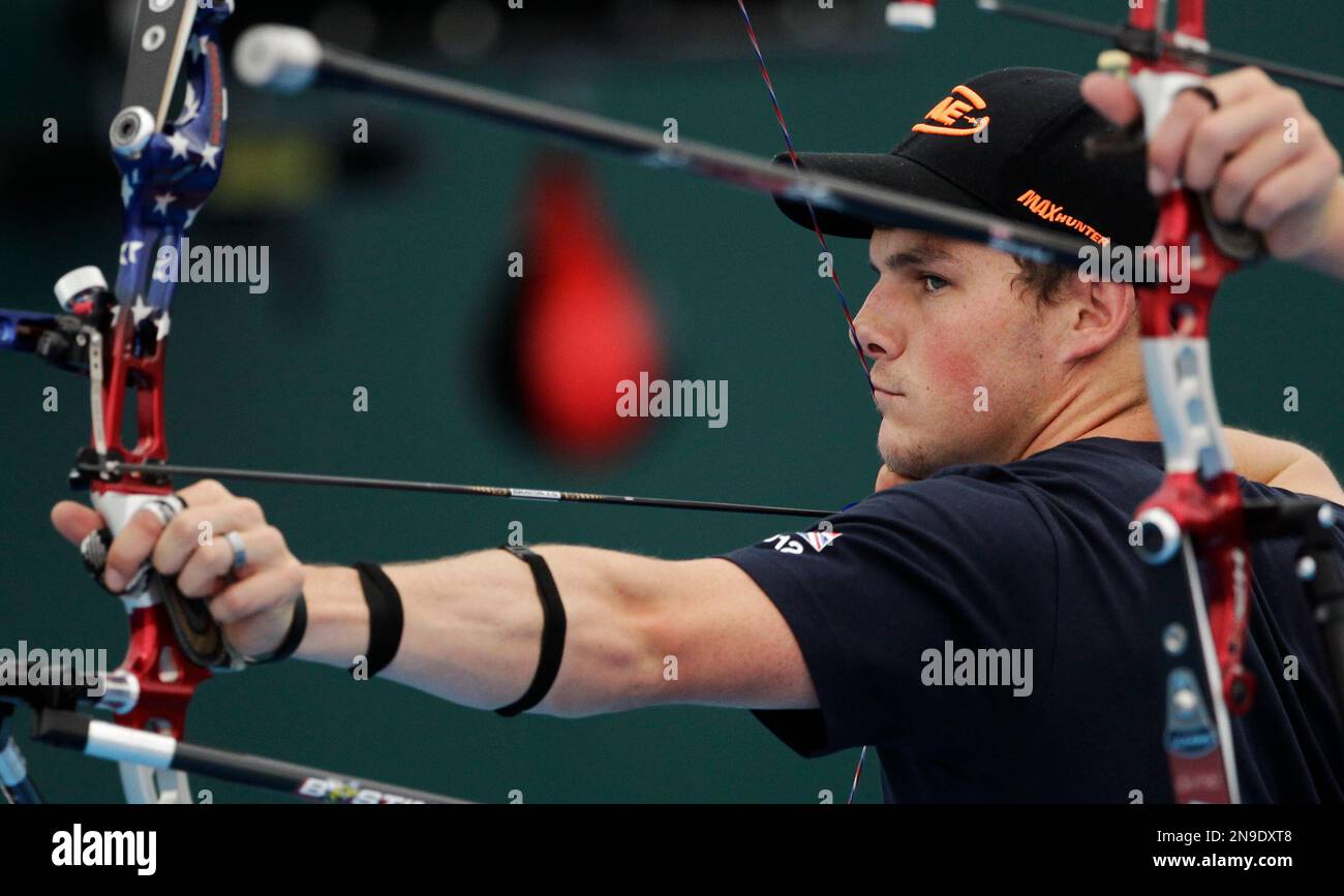U.S. Olympic archer Jake Kaminski trains at the 2012 Summer Olympics ...