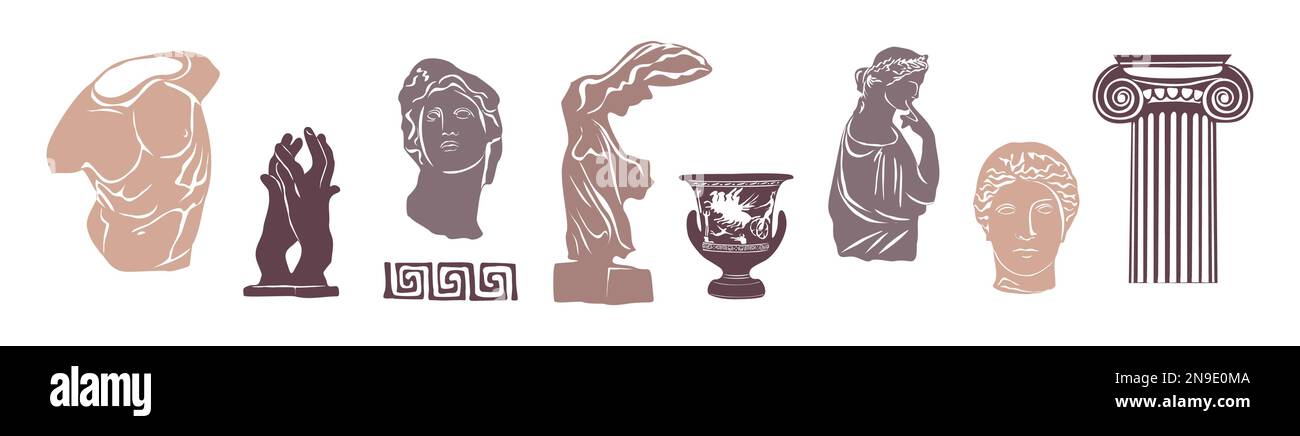 Various Antique statues. Vector illustrations isolated on white Stock ...