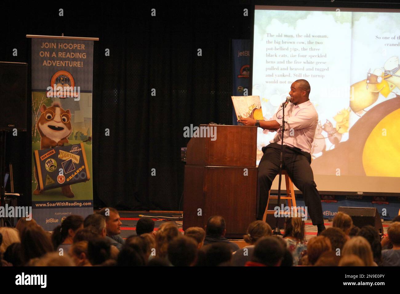 NBA player Glen "Big Baby" Davis reads during the Soar with Reading ...