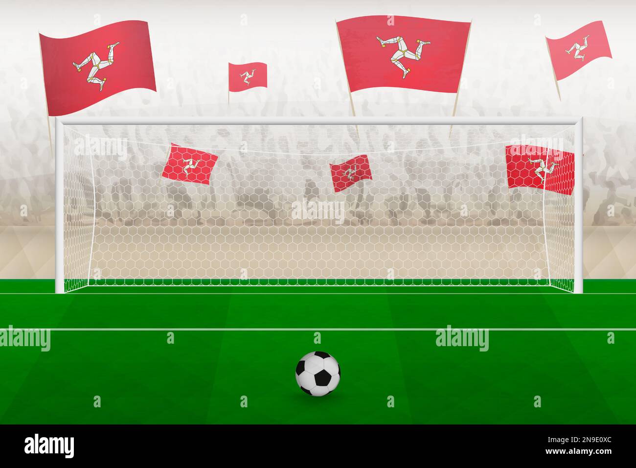 Isle of Man football team fans with flags of Isle of Man cheering on ...