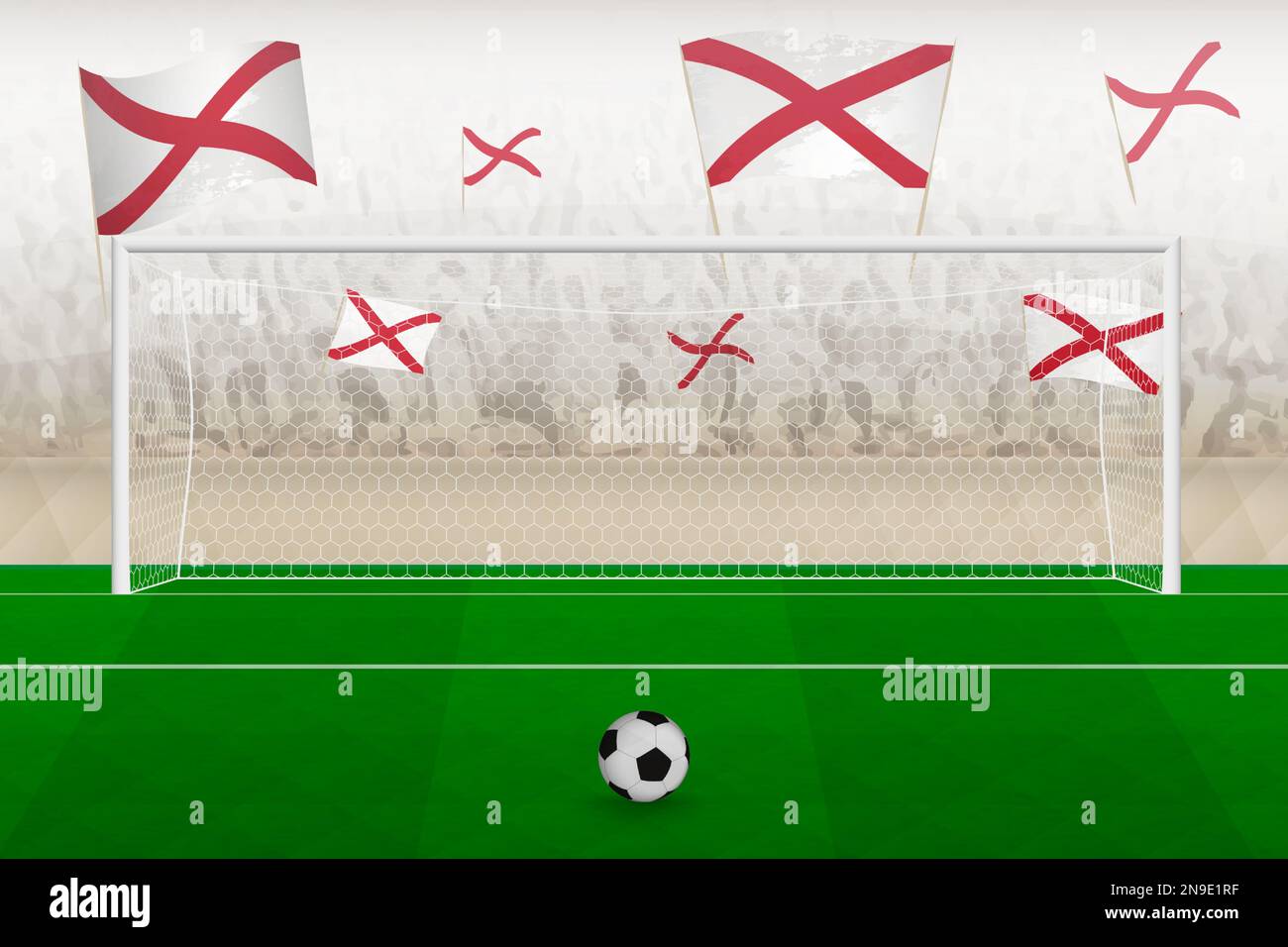 Alabama football team fans with flags of Alabama cheering on stadium, penalty kick concept in a ...