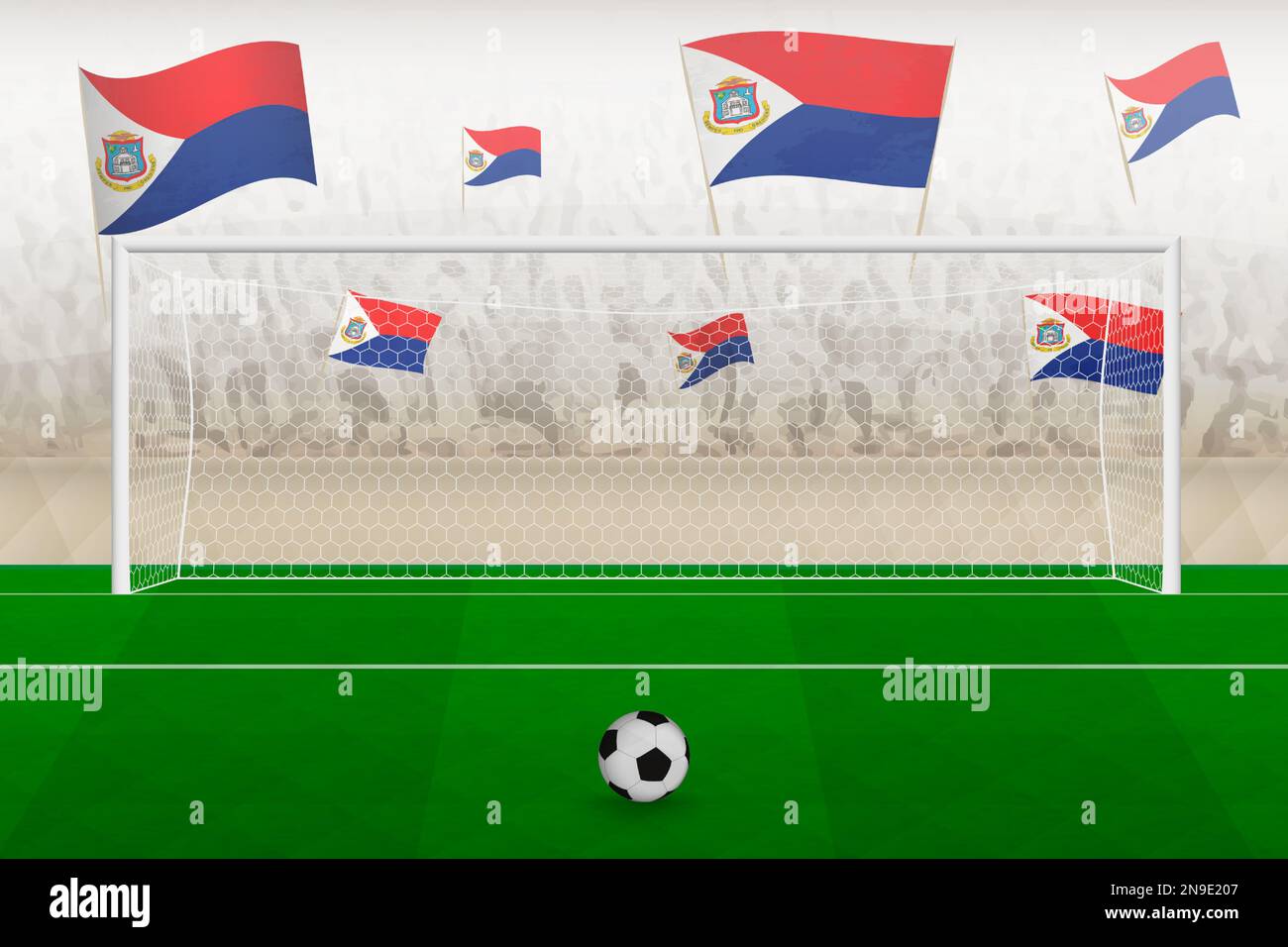 Sint Maarten football team fans with flags of Sint Maarten cheering on ...