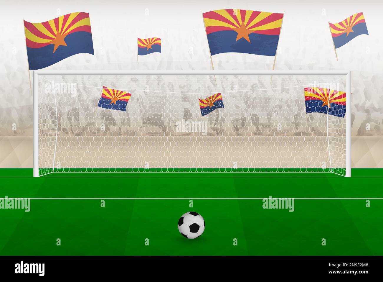 Arizona football team fans with flags of Arizona cheering on stadium ...