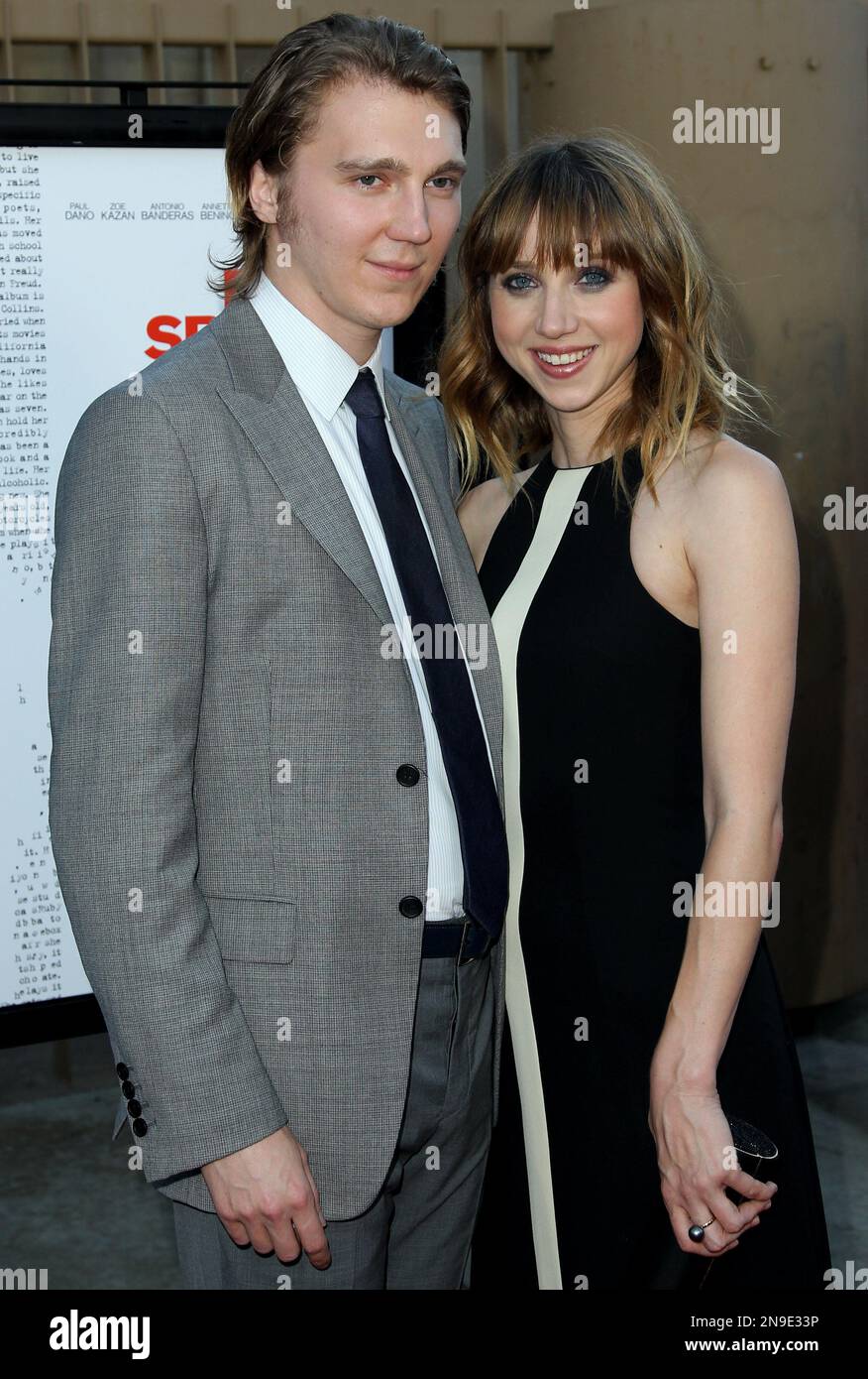 Cast members Zoe Kazan, right, and Paul Dano arrive at the premiere of ...