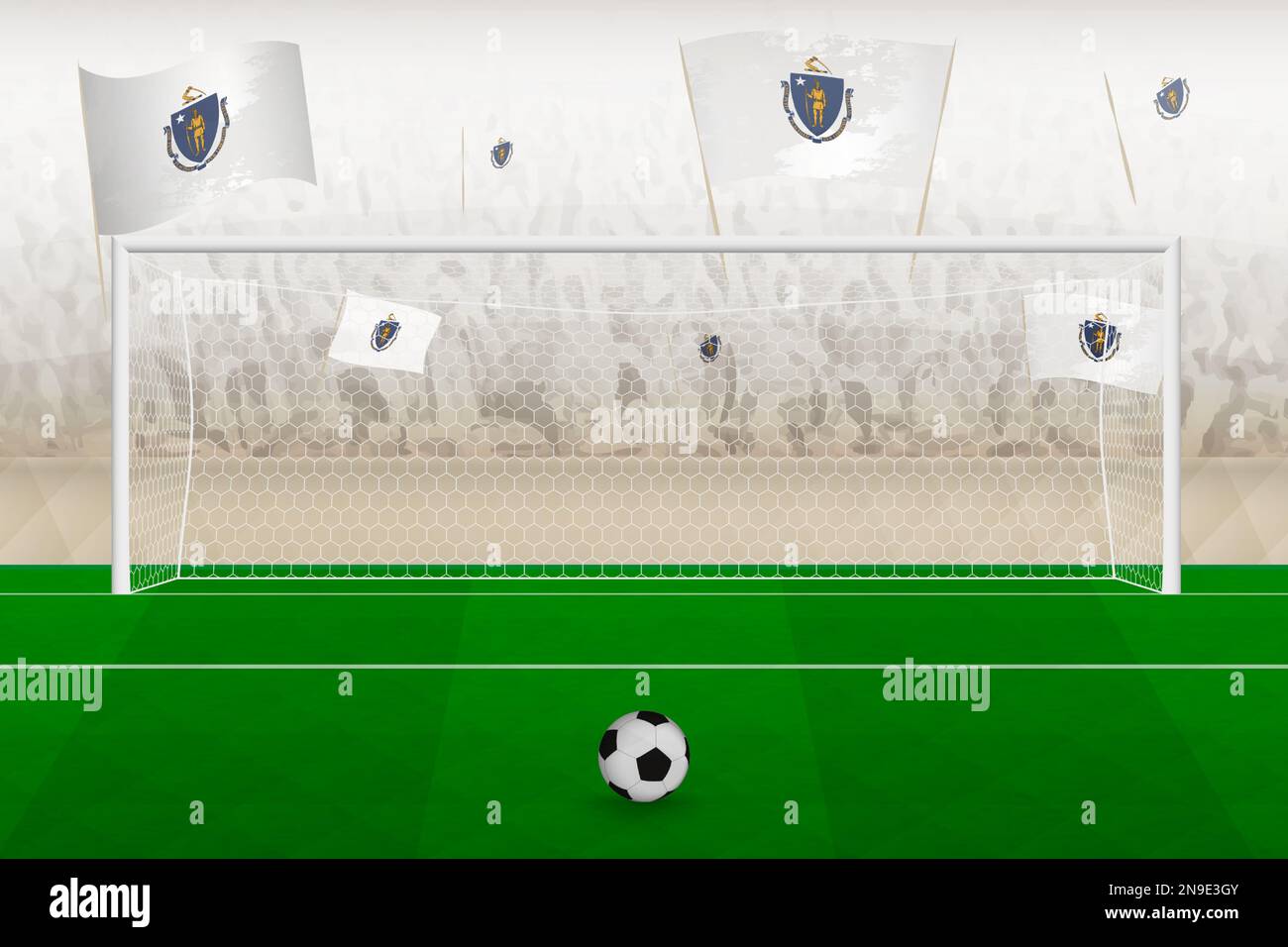 Massachusetts football team fans with flags of Massachusetts cheering ...