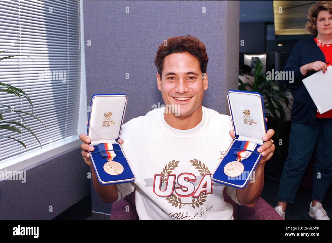 FILE- In this Sept. 28, 1988, file photo, two-time double gold medalist ...