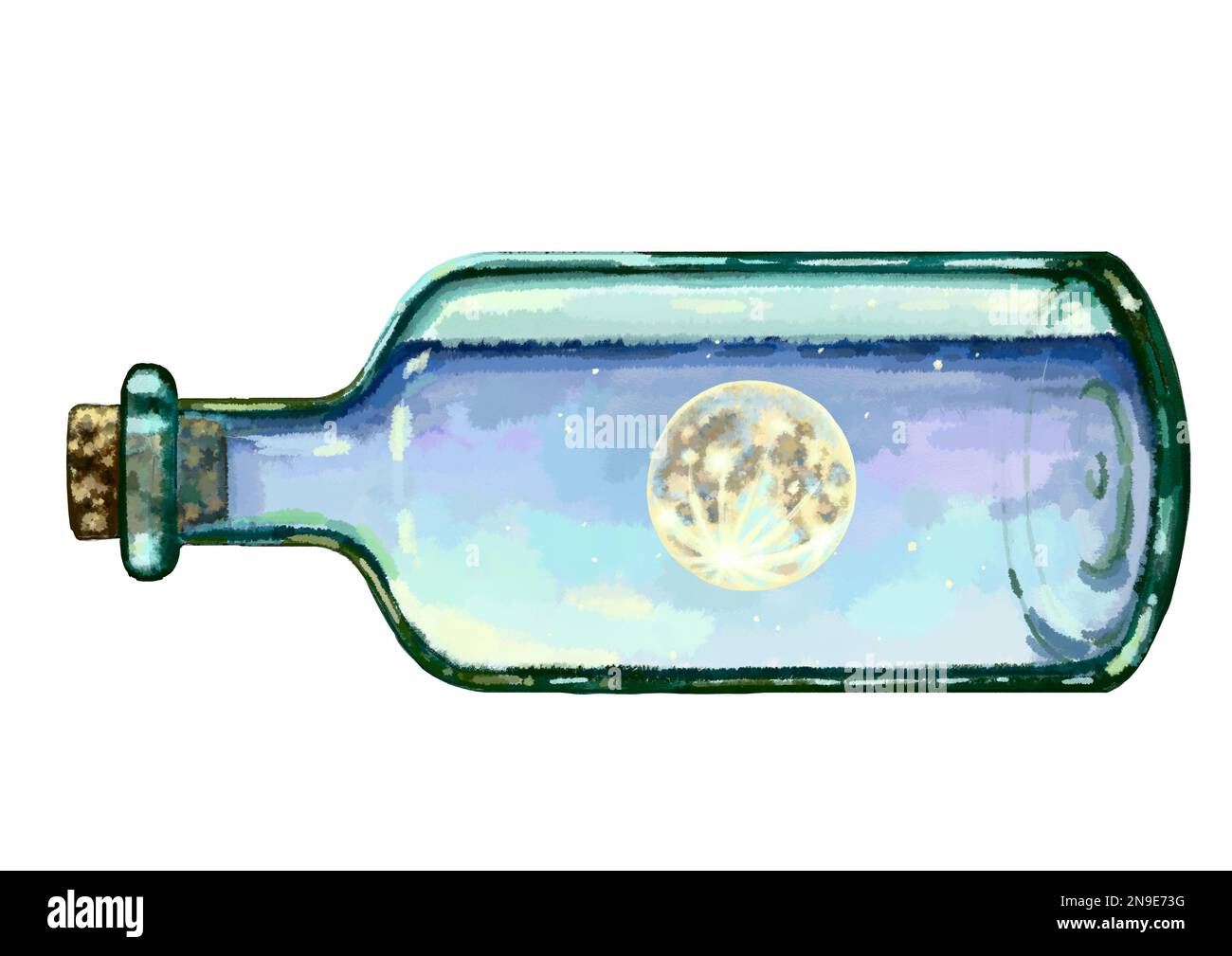 Illustration of the moon in a glass bottle. High quality illustration ...