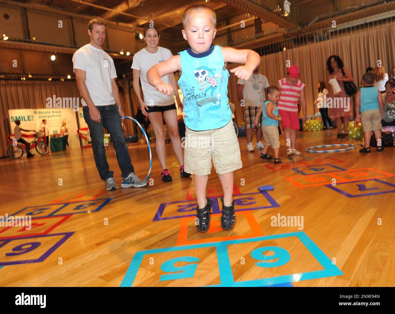 COMMERCIAL IMAGE - Louis Nevadomski, 4, enjoys hopscotch at the ...