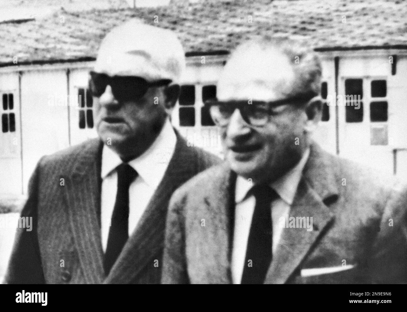 Jean Gabin and his lawyer Floriot leaving Alencon (West of France ...