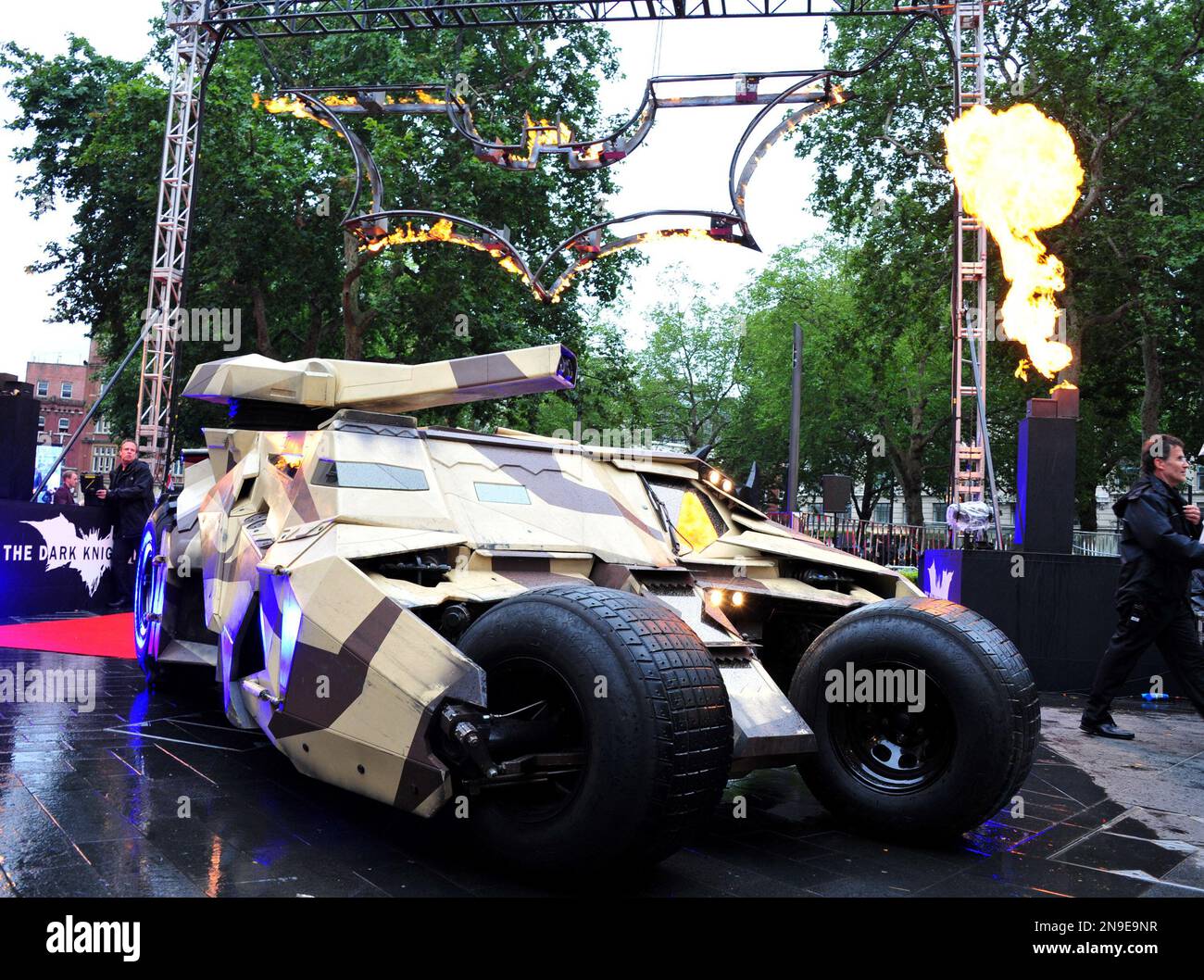 The Batmobile arrives at the Batman - The Dark Knight Rises European ...