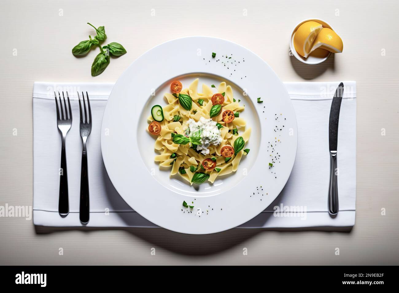 healthy food plate of pasta salad in a restaurant Stock Photo - Alamy
