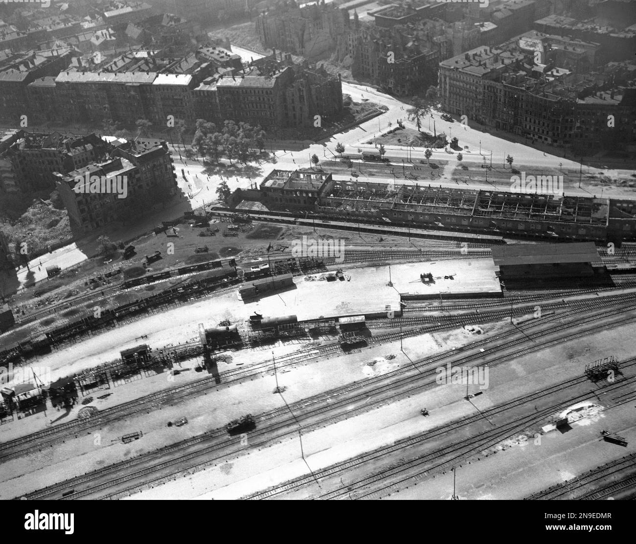 Aerial view of the wrecked Anhalter railroad station, Berlin's largest ...