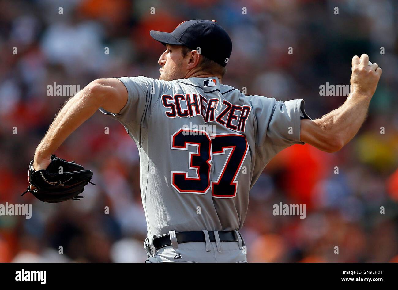 Detroit Tigers Starting Pitcher Max Scherzer Throws To The Baltimore