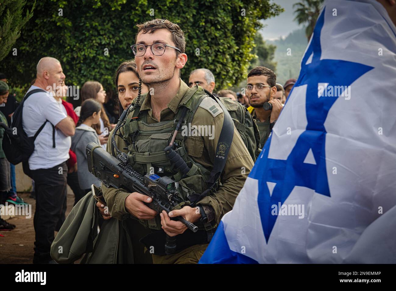 The Golani soldiers and citizens marching in the city of Golani ...
