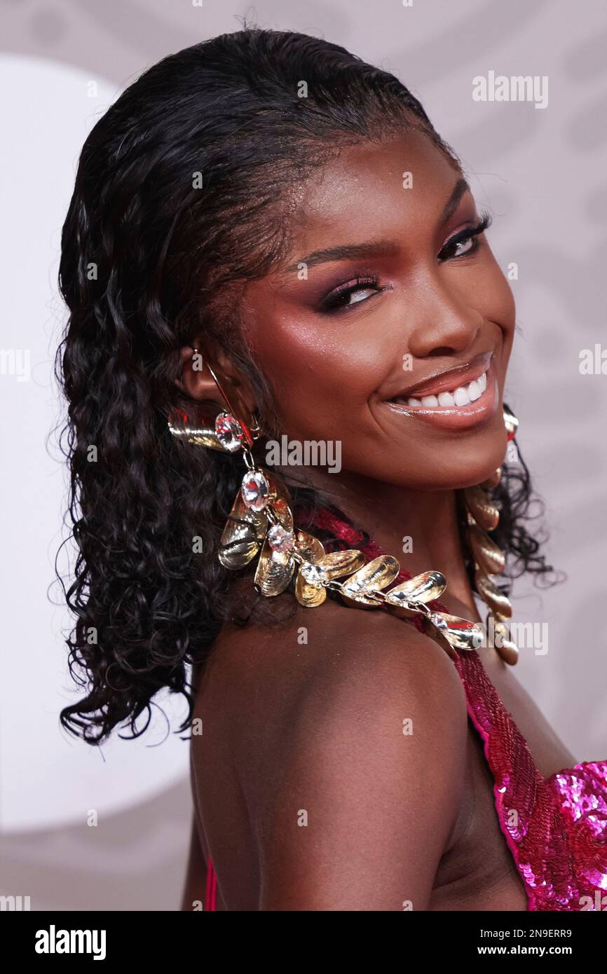Leomie Anderson poses for photographers upon arrival at the Brit Awards ...