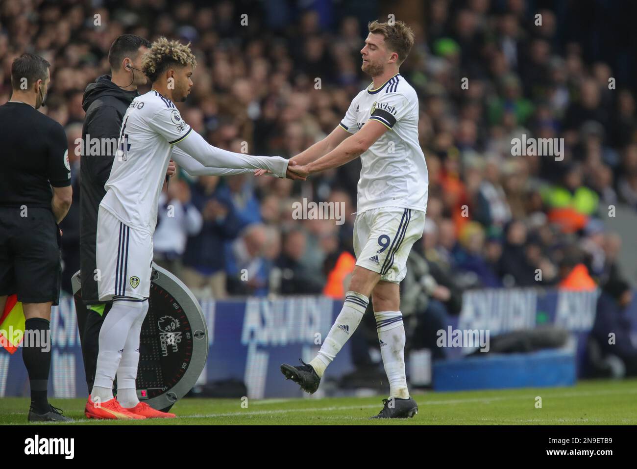 Georgina Rutter #24 of Leeds United comes on for Patrick Bamford #9 of ...