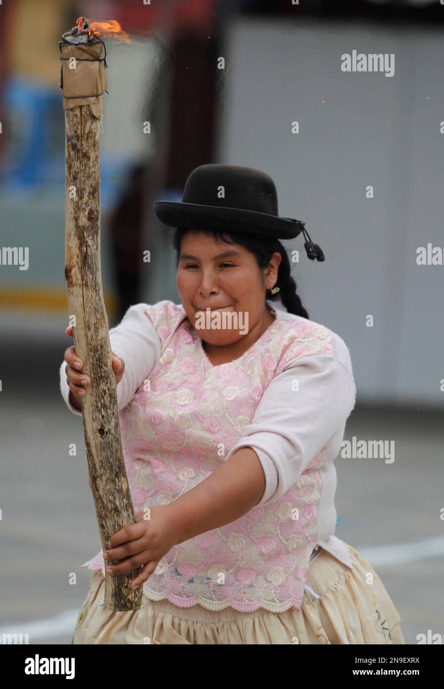 An indigenous from Peru's Andean region, known as "Mamacha" carries the ...