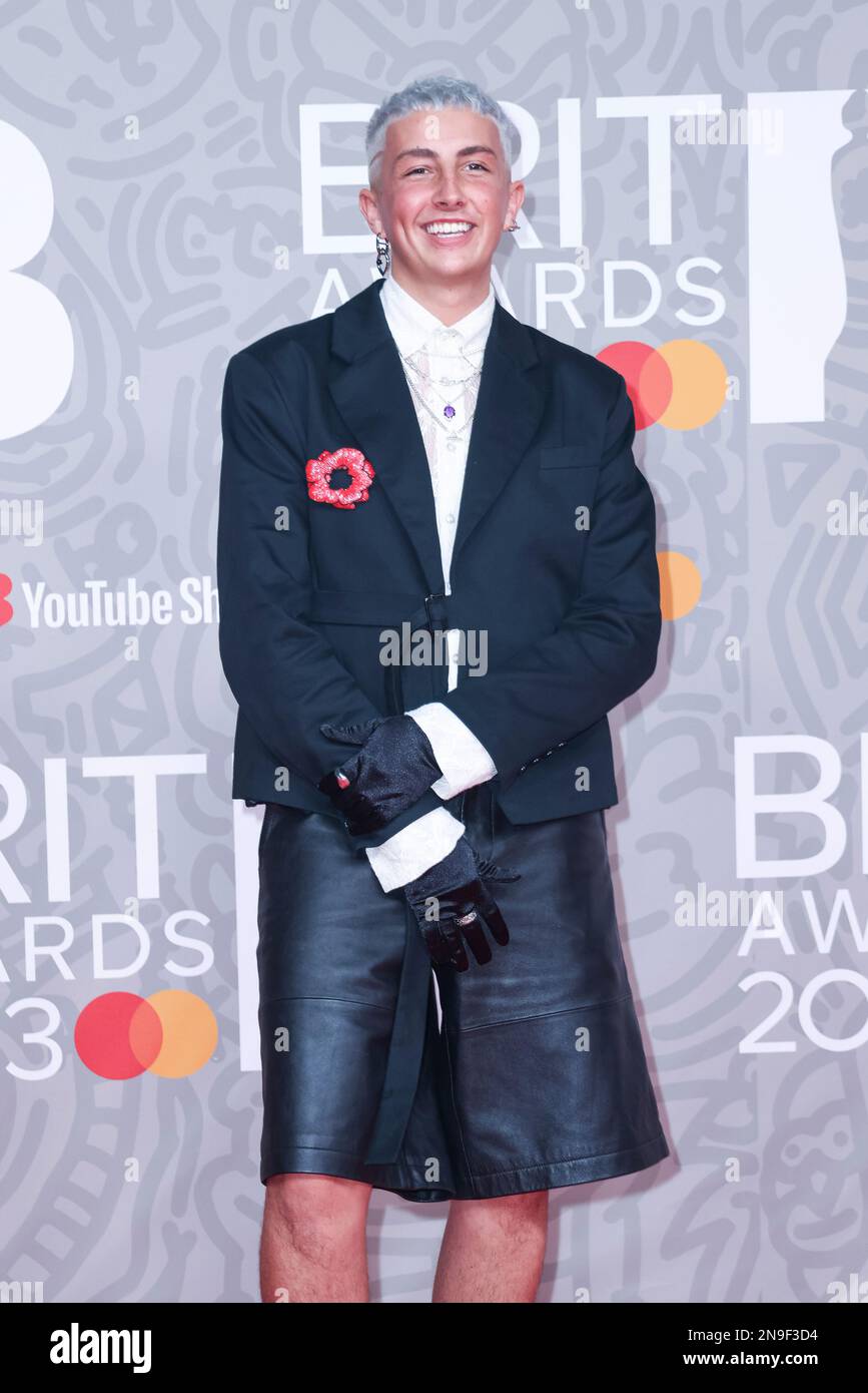 Lewys Ball poses for photographers upon arrival at the Brit Awards 2023 ...
