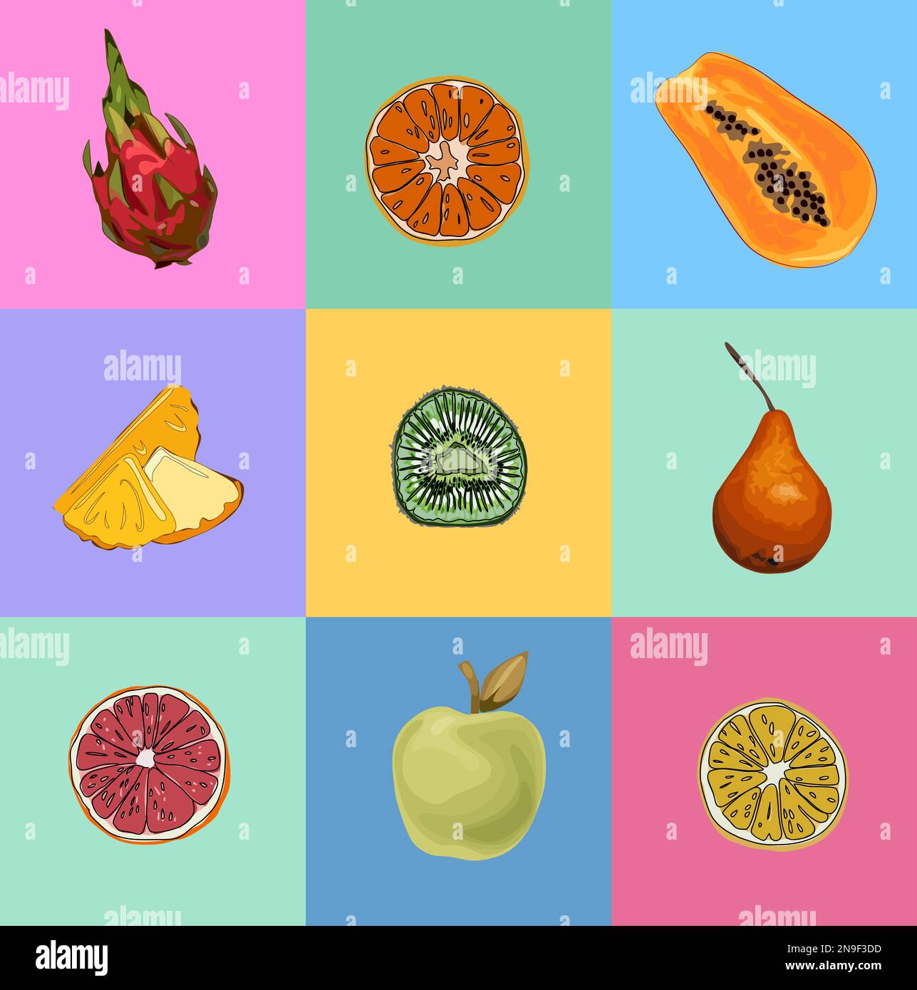 Fruit hand drawn icons vector set for packaging, labeling design Stock ...