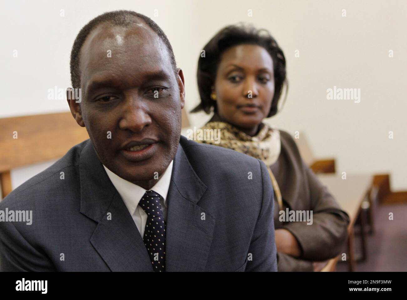 Rwandan exile, Kayumba Nyamwasa, front, and his wife Rosette Kayumba ...