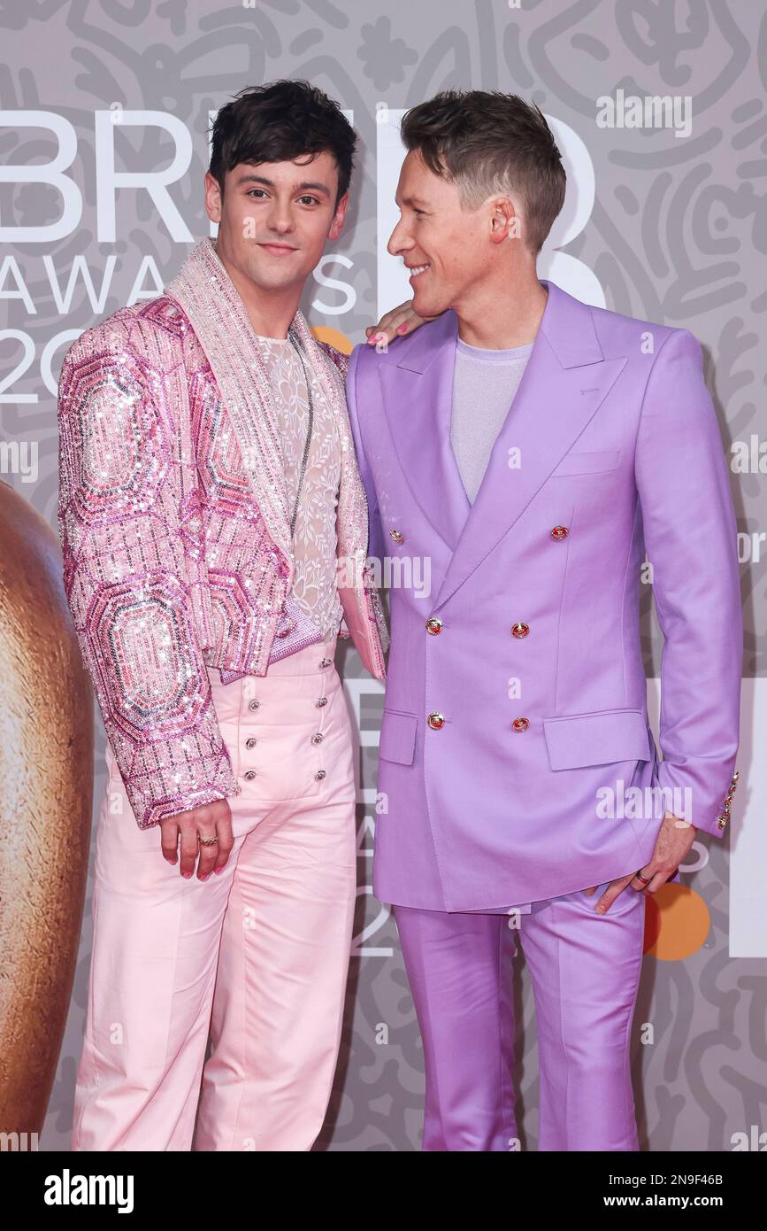 Tom Daley and Dustin Lance Black pose for photographers upon arrival at ...