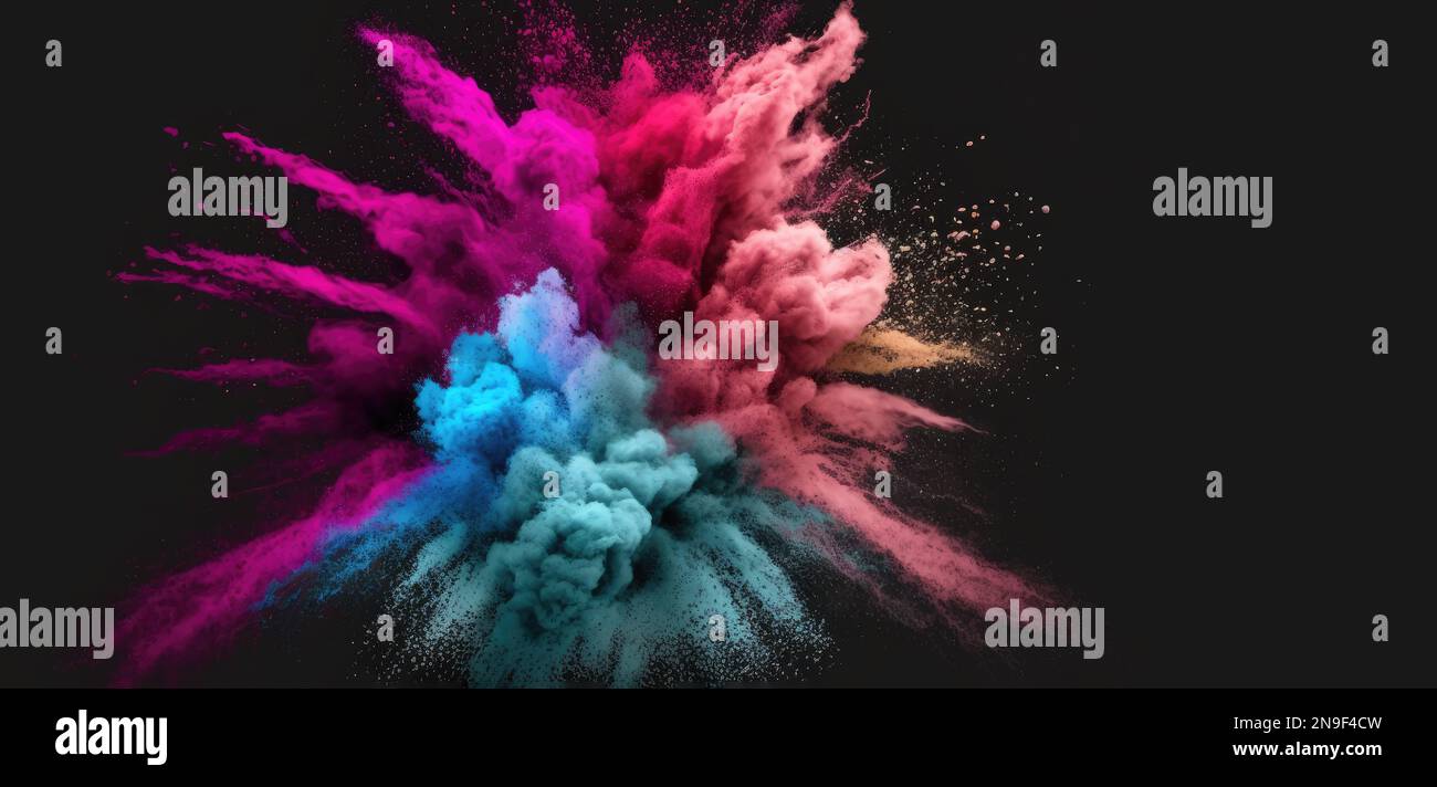 Colour powder blast on black background , Bright colours for Indian ...