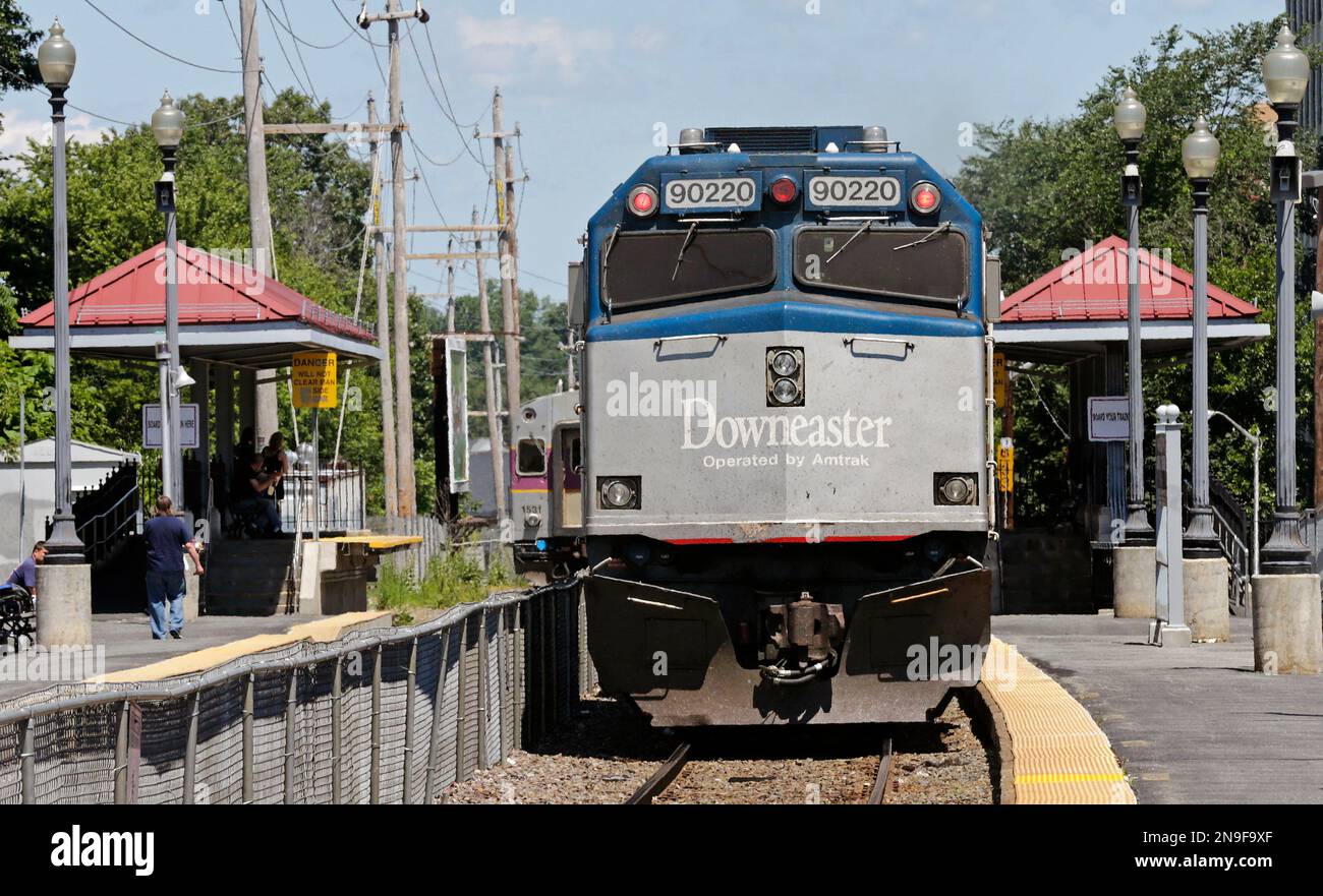 Amtrak's Downeaster train, headed for Portland, Maine from Boston ...