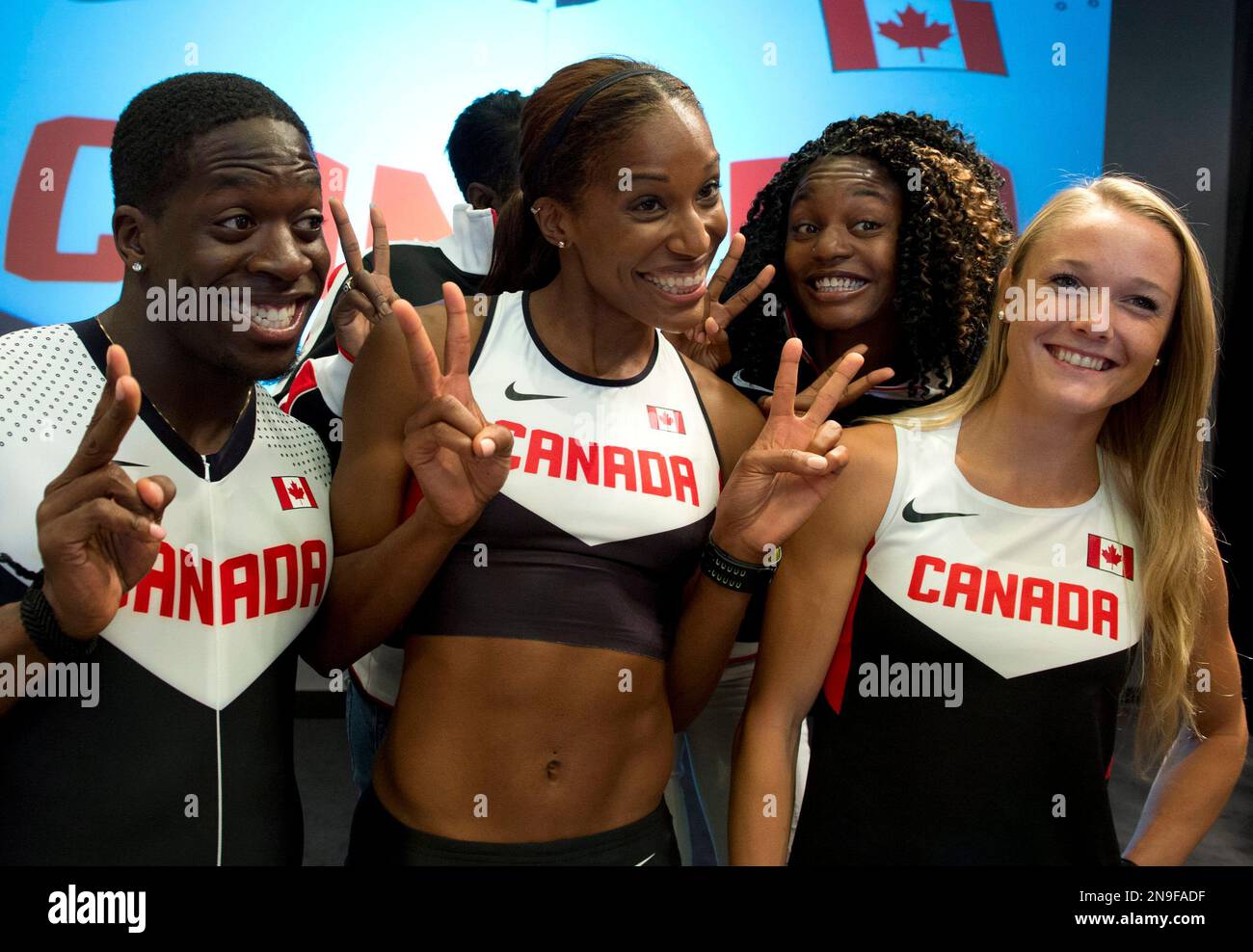 Members of the Canadian track and field athletics team, from left ...