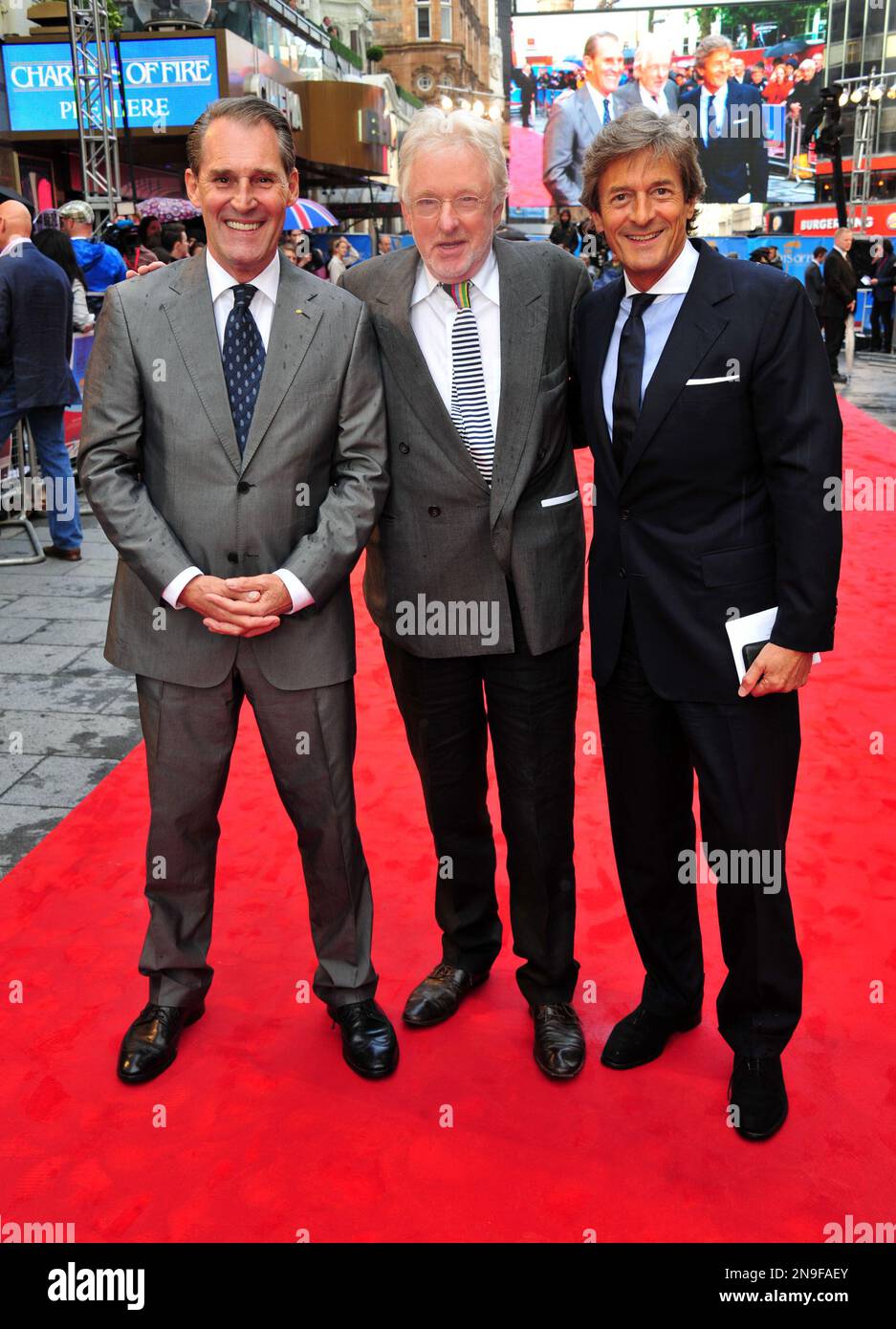 Ben Cross, Hugh Hudson, Nigel Havers arrives at the Chariots of Fire ...