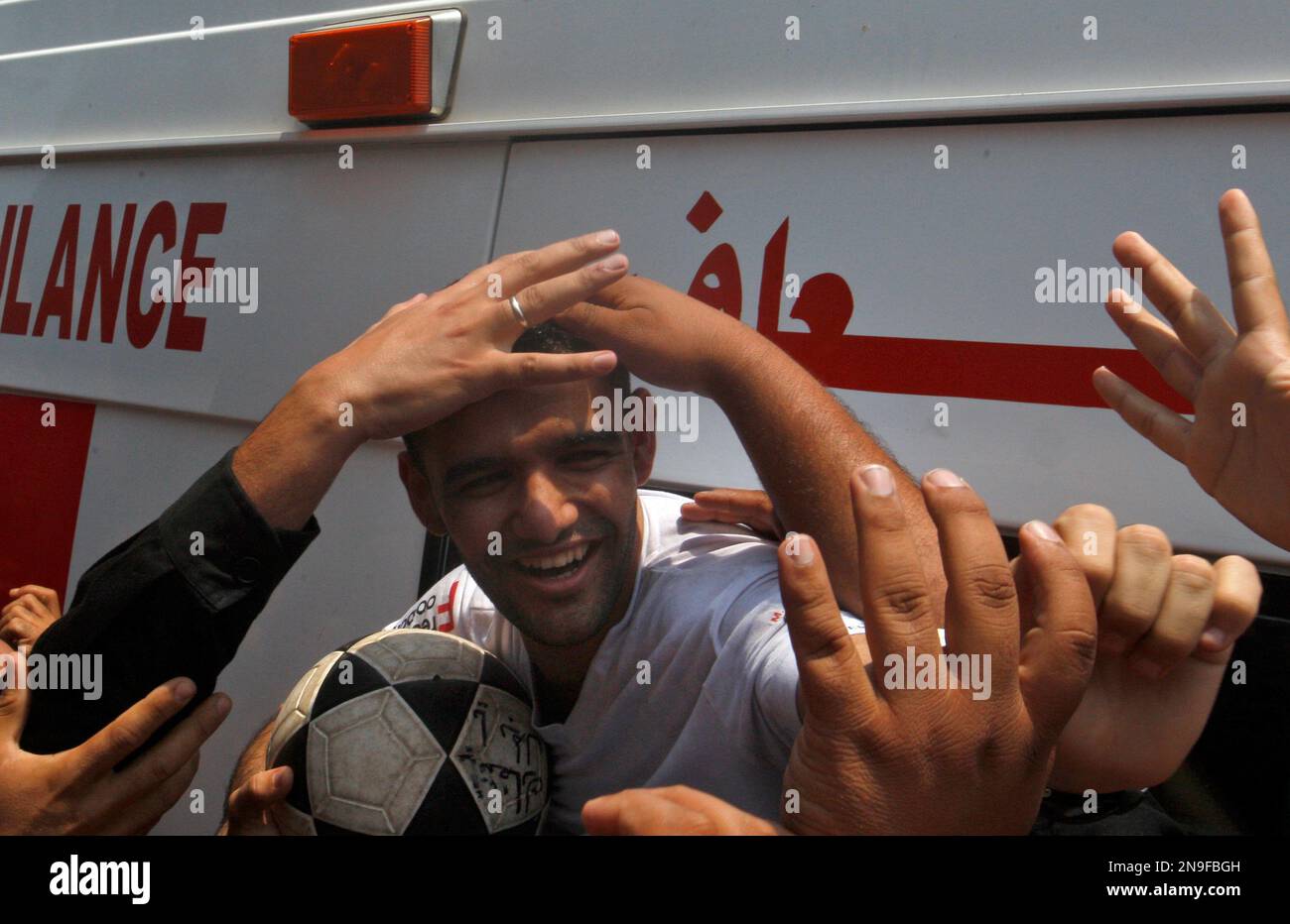 Palestinian Mahmoud Sarsak, a former player with the Palestinian ...