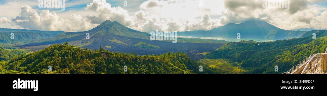 Scenic view of Mount Batur (Gunung Batur), an active volcano located at ...