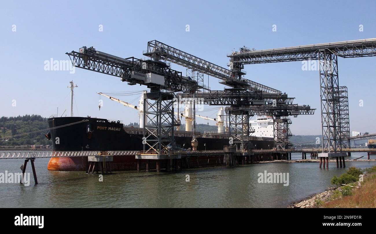 A ship is loaded with wheat at the new EGT grain export terminal at the ...