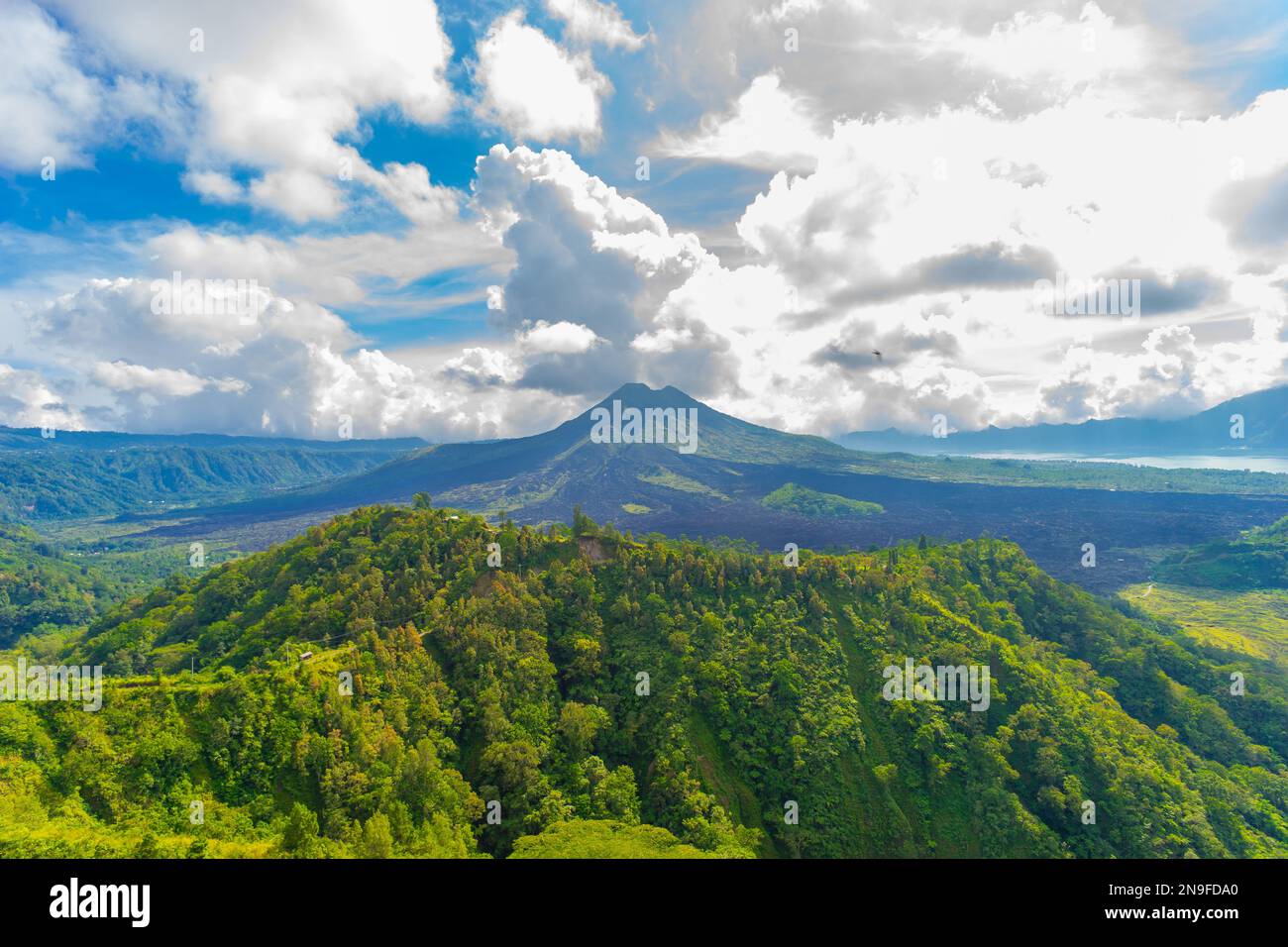 Scenic view of Mount Batur (Gunung Batur), an active volcano located at ...