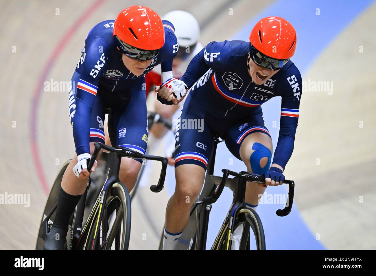 Second placed Clara Copponi, right, and Victoire Berteau, left, of ...