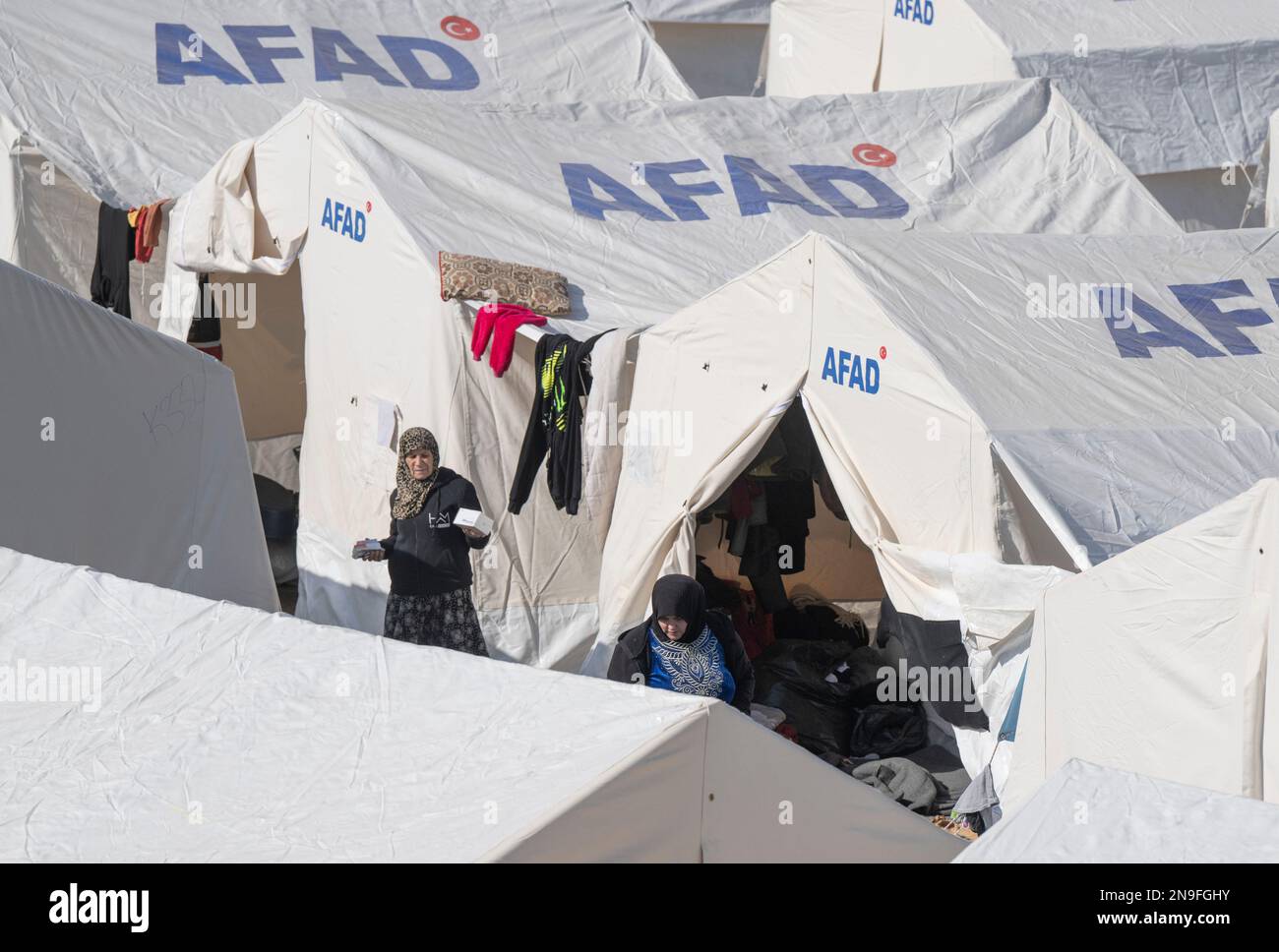 Kahramanmaras, Turkey. 12th Feb, 2023. A tent camp for earthquake ...