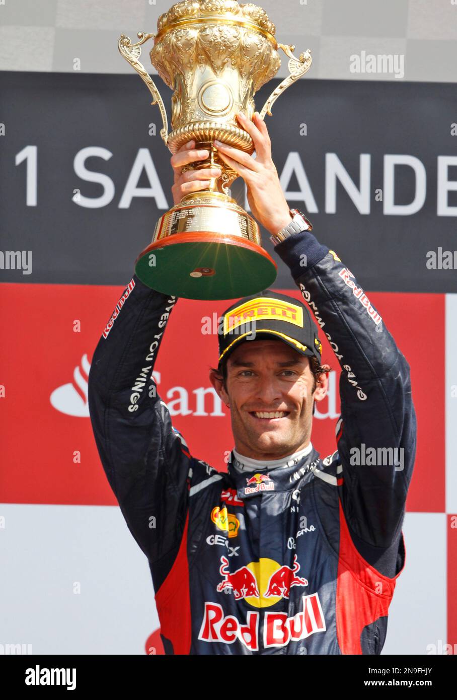 Australia's Red Bull Formula 1 driver Mark Webber, celebrates after ...