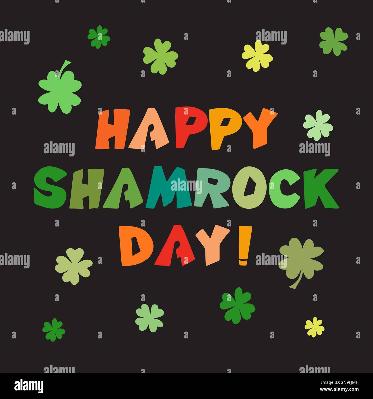 Happy shamrock day, hand drawn lettering phrase. Handwritten ...