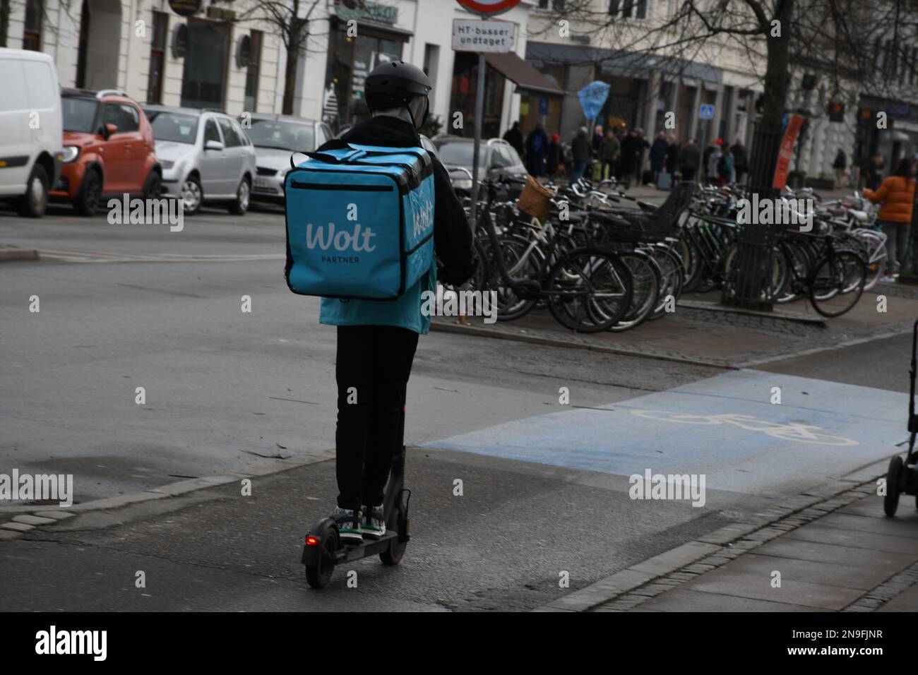 Copenhagen/Denmark/12 February 2023/ Wolt partner food delivery male ...