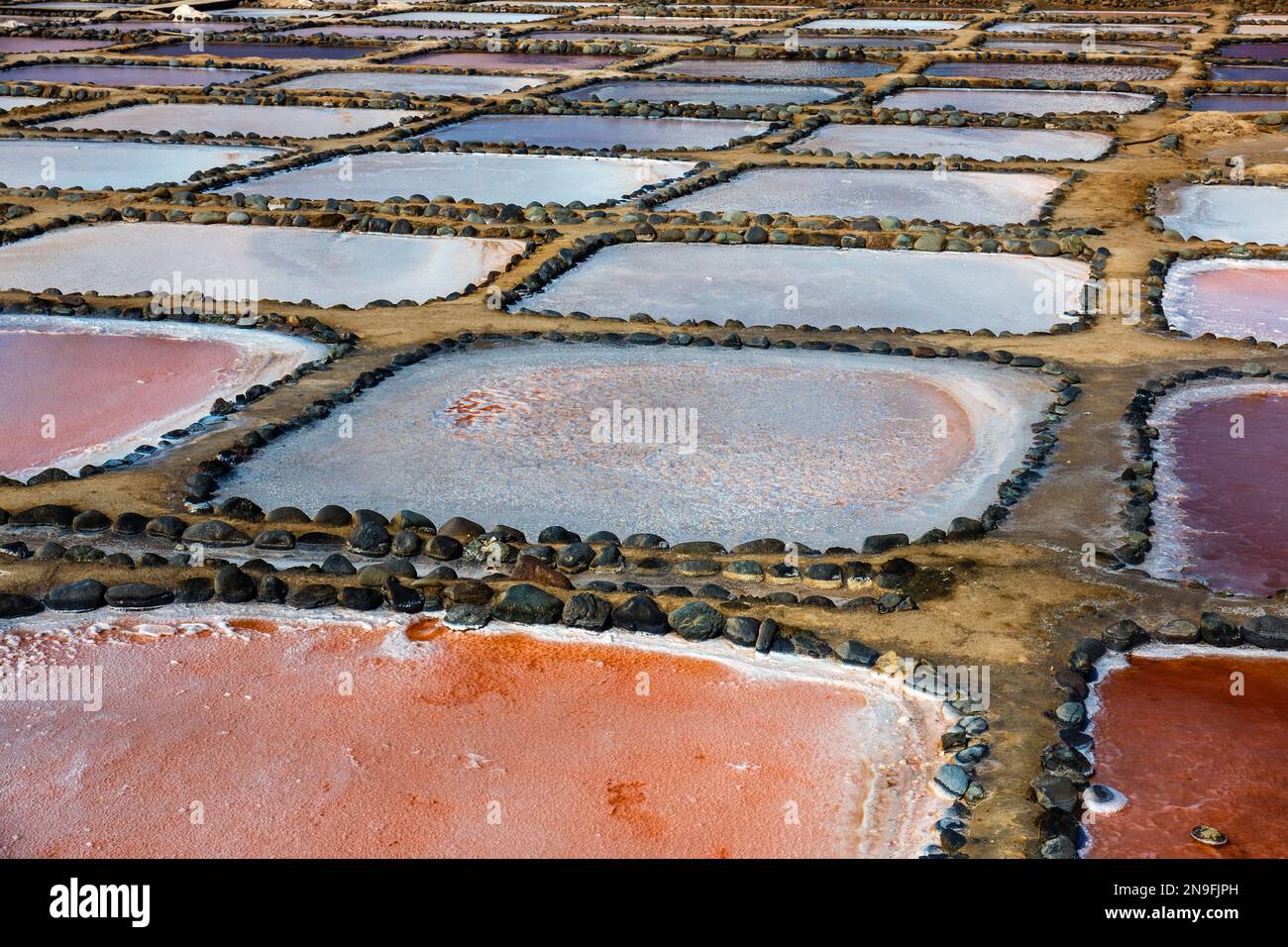 Gran Canaria, Salinas de Tenefe salt evaporation ponds, southeastern ...