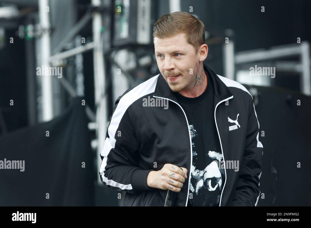 British rapper Professor Green performs on stage at the 2012 Wireless ...