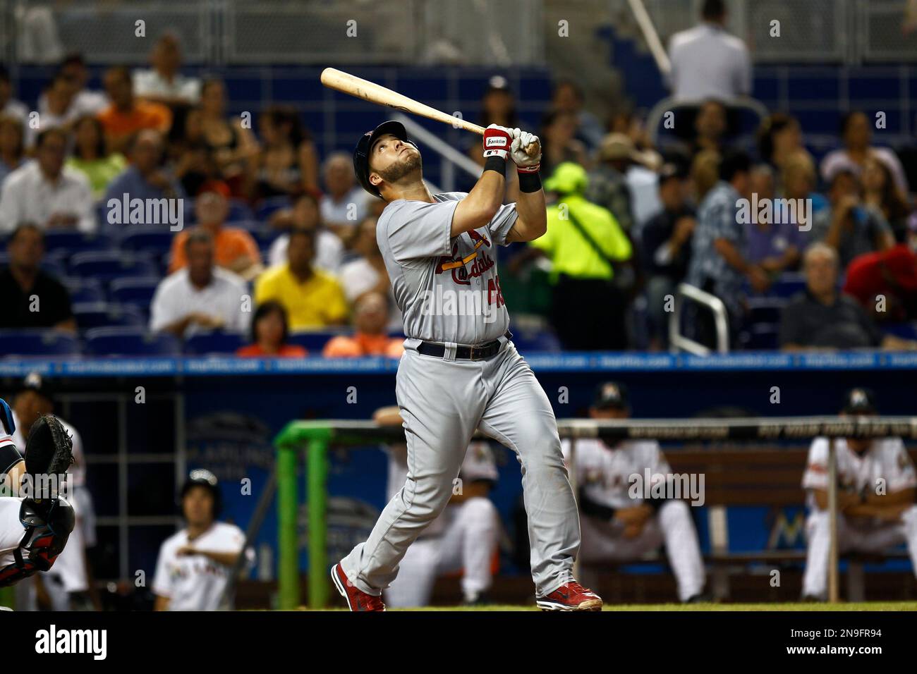 St. Louis Cardinals batter Tony Cruz bats during a MLB baseball game in ...