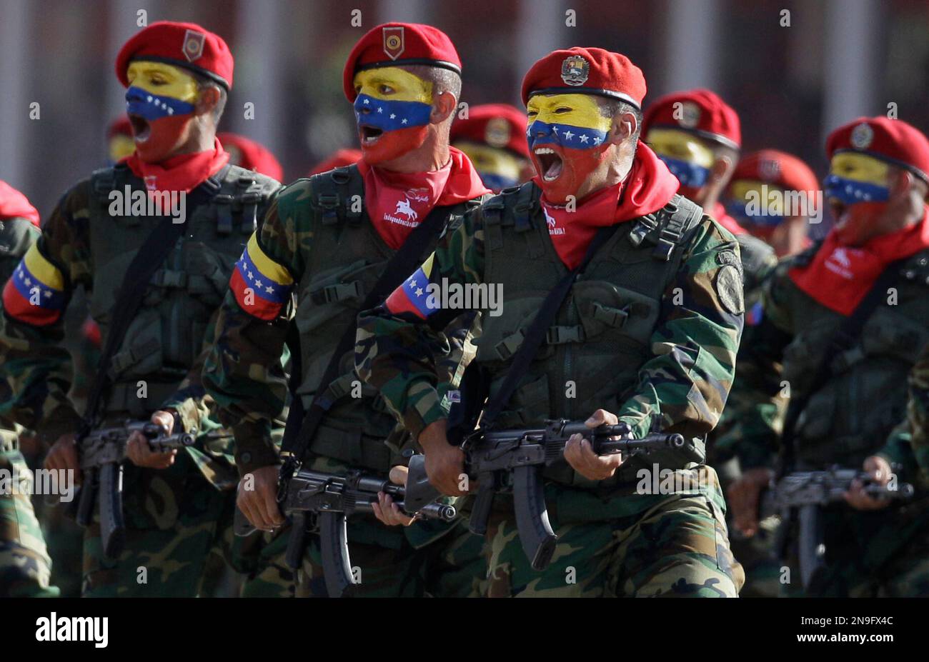 Soldiers march during a parade marking Venezuela's Independence Day in ...