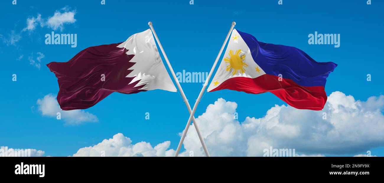 Philippines qatar flags waving hi-res stock photography and images - Alamy