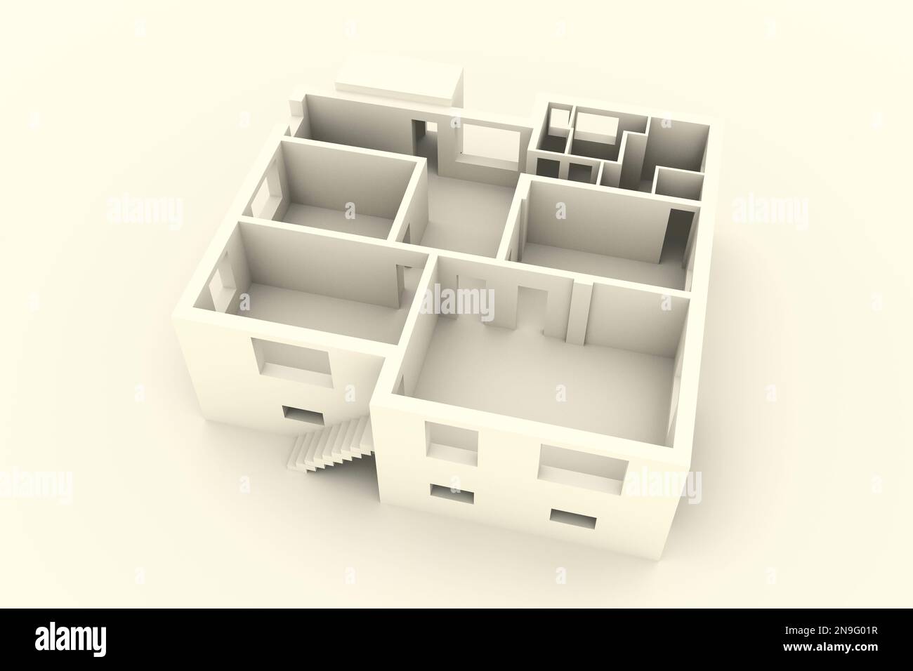 New house on white background - top view - interior Stock Photo - Alamy