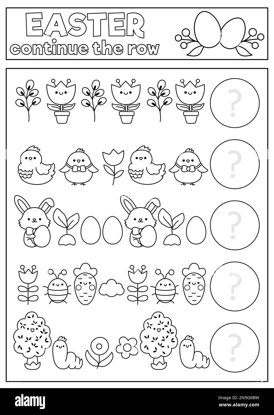 What comes next. Easter black and white matching activity for preschool ...