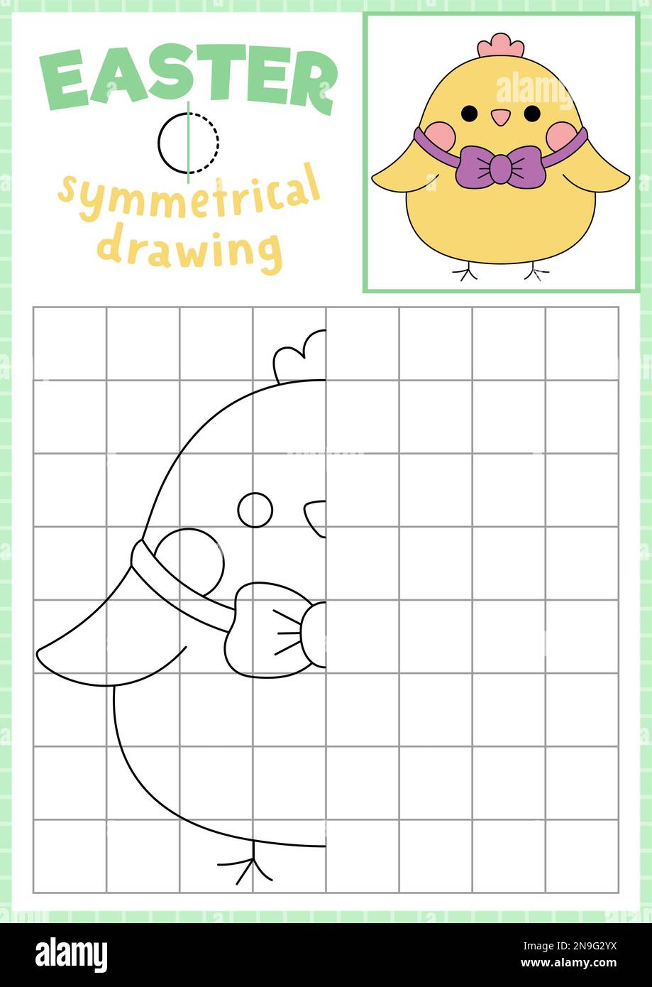 Easter symmetrical drawing worksheet. Complete the chicken picture ...