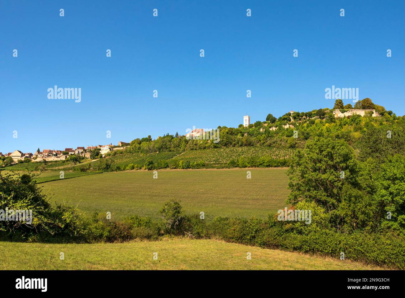 The village of Vézelay in the Yonne department, with the church ...